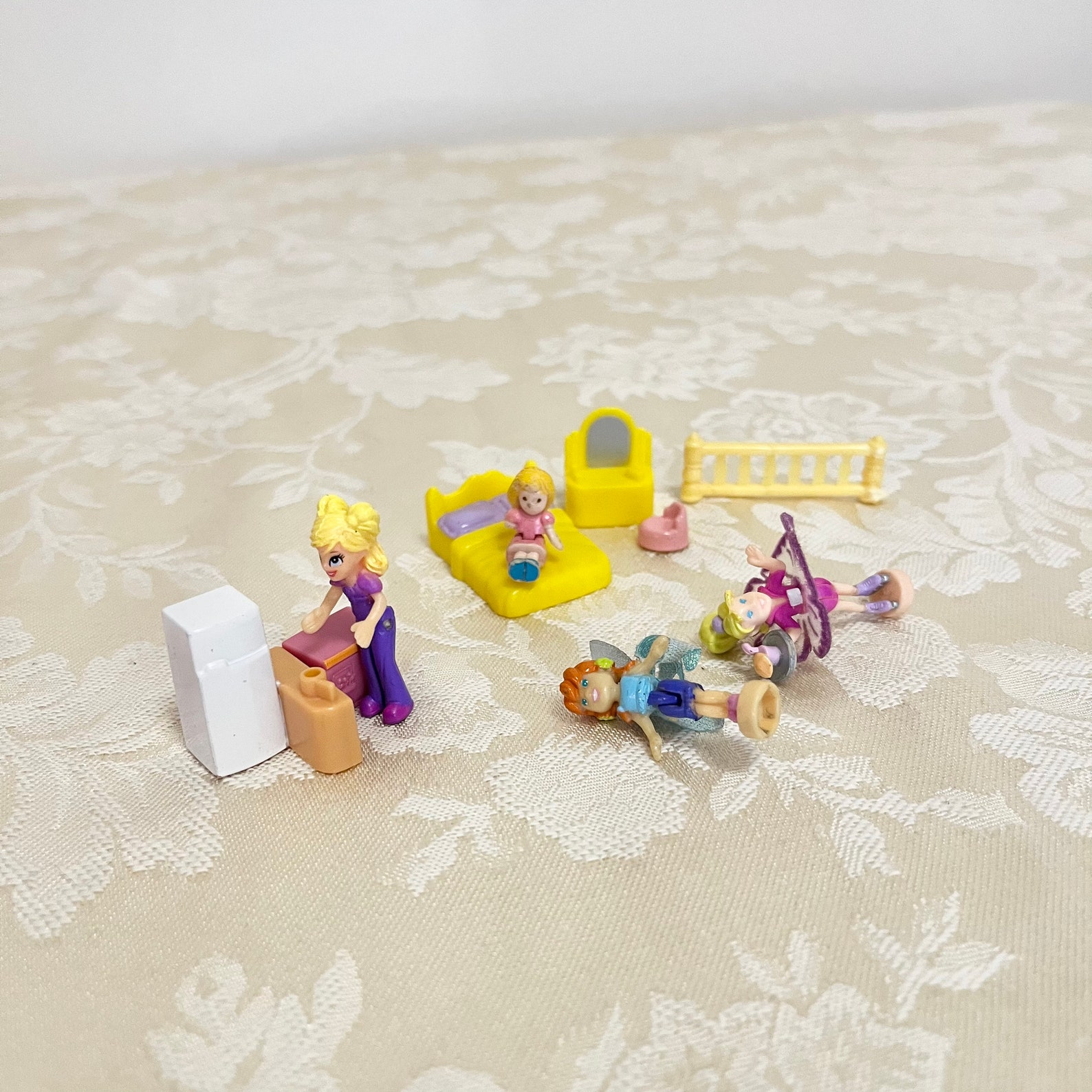 Small Mini Plastic Pocket Size Dolls Lot of Dolls and Furniture Comes ...