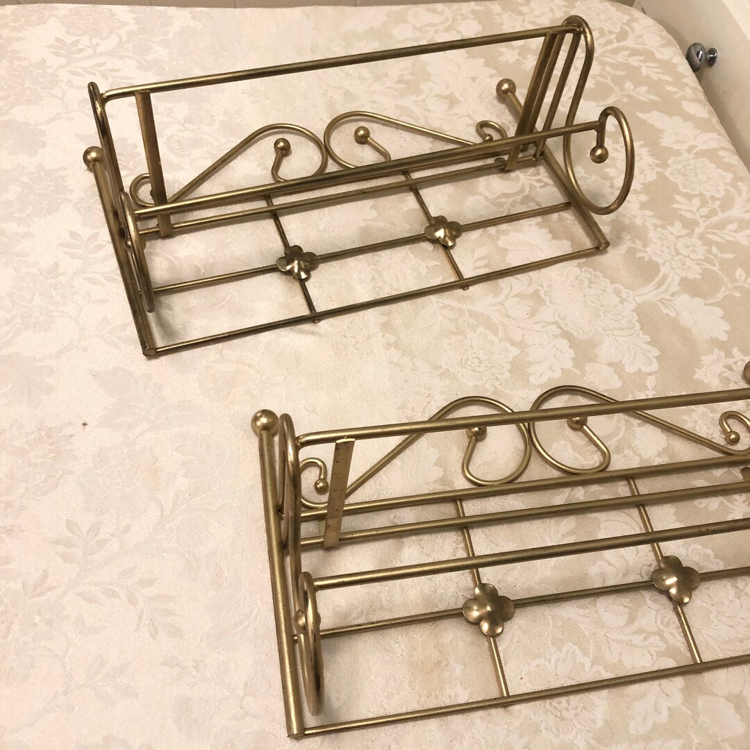 Mid Century Brass Towel Racks Display Decorative Towel Display Rack ...