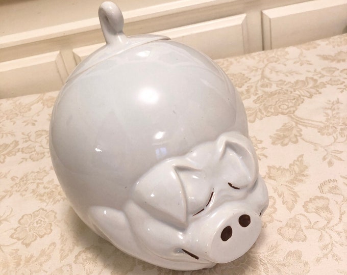 1 Gallon Pig Cookie Jar Pig Tail Lid Handle With Adorable Pig Face ...