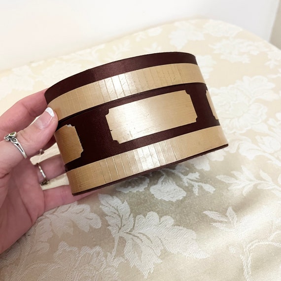 Antique Trinket Box Oval Fabric Box Vintage Storage B… - Gem