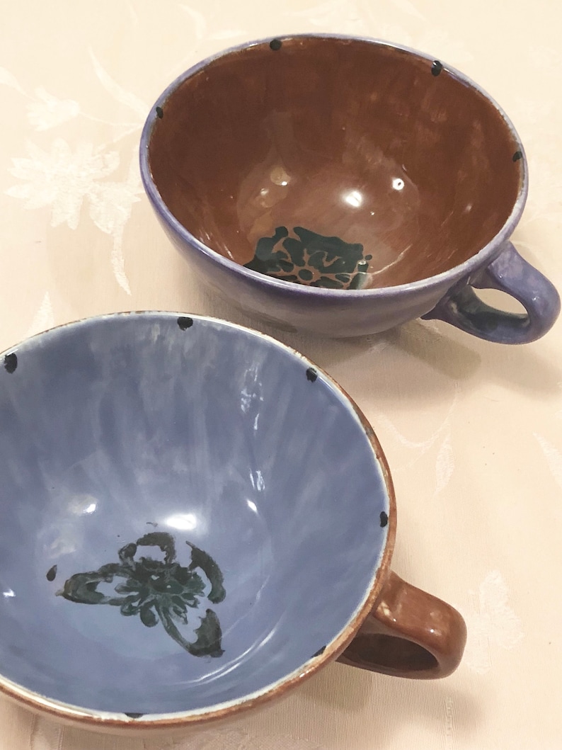 2 Couples Hand Spun Clay Pottery Soup Mug Style Beautiful Set - Etsy