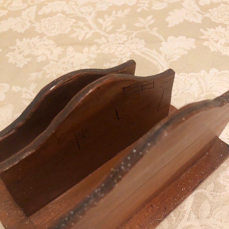 Vintage Carved Wooden Mail Organizer Solid Wooden Letter and Pen ...
