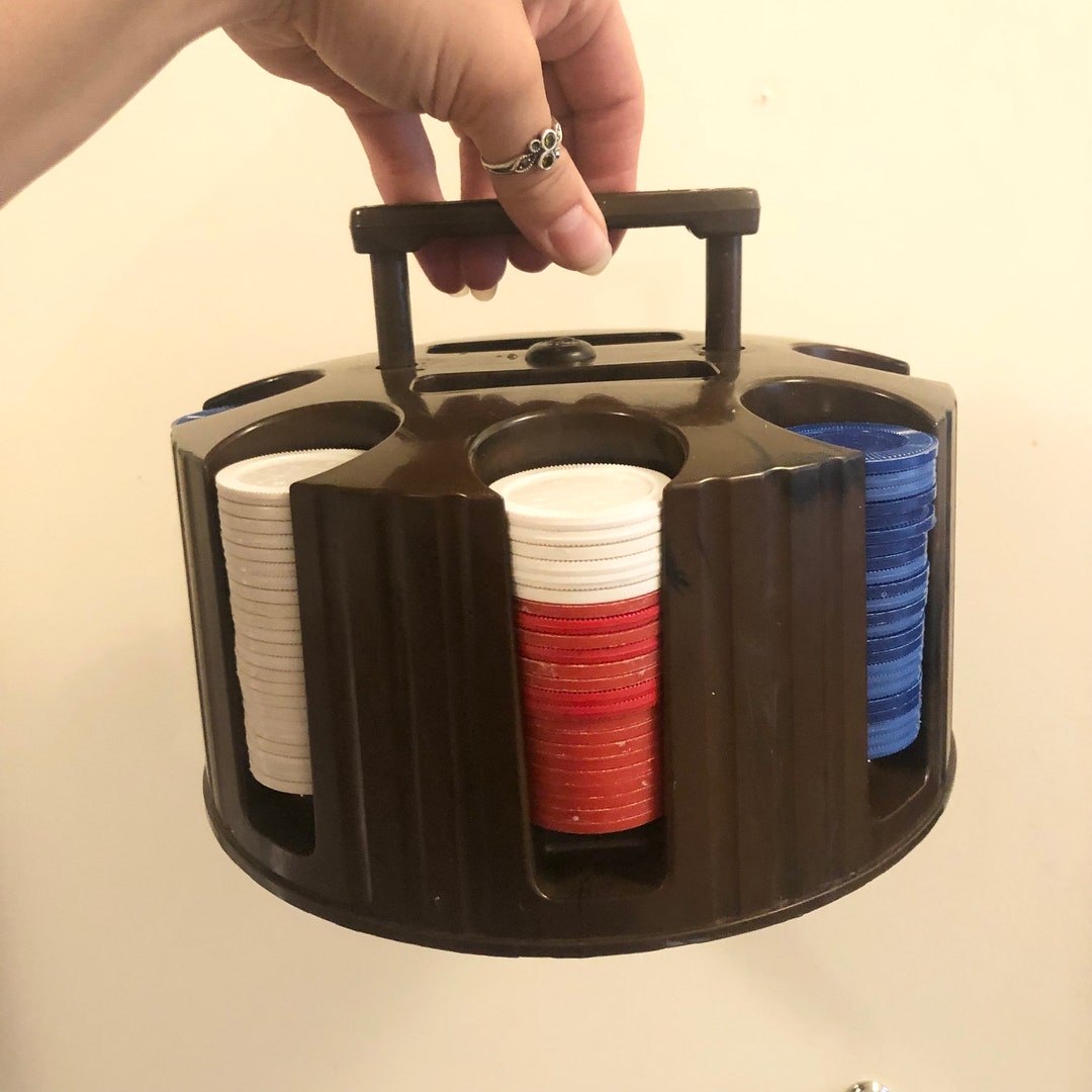 Vintage Poker Chip Set in Round Box Beautiful Vintage Poker Set ...