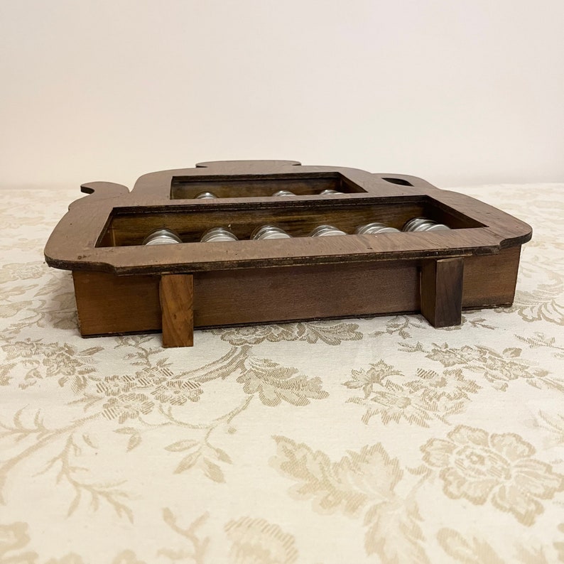 Primitive Teapot Spice Rack Wooden Rack With Glass Spice Jars Hanging ...