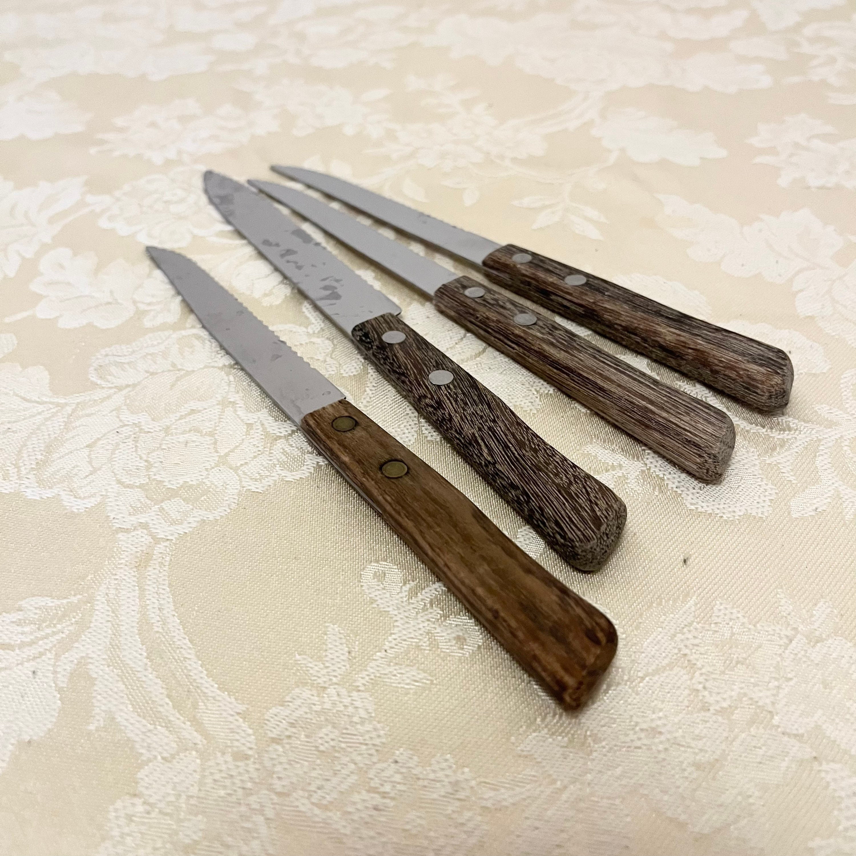 Stainless Steel Knives Primitive Wooden Knife Handles Japan - Etsy