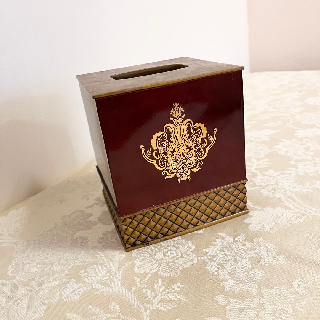 Red and Gold Chandelier Tissue Storage Box Elegant Decor Retro Tissue ...
