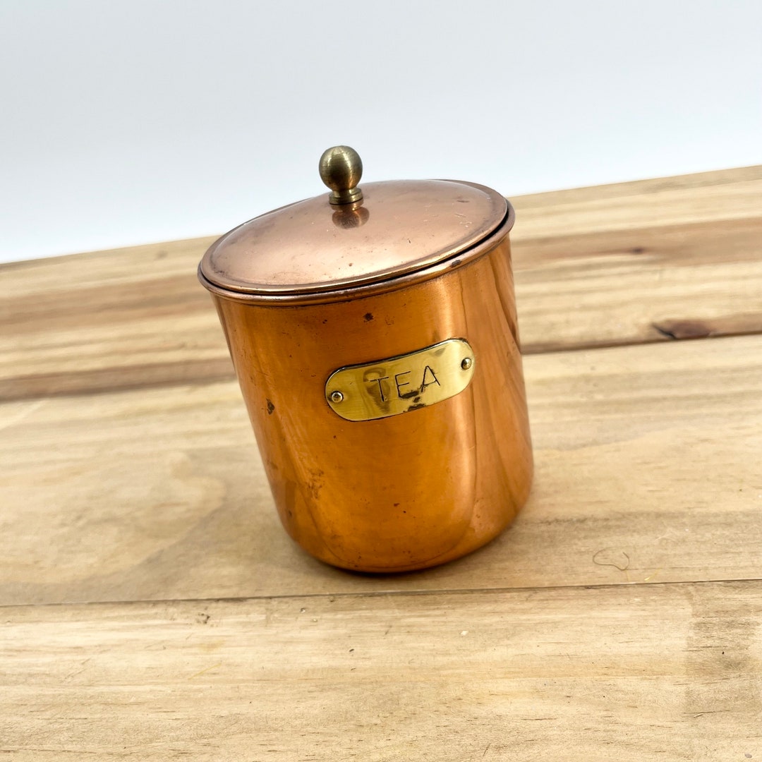 Solid Copper Tea Canister Featuring Brass Knobs Vintage Kitchen ...