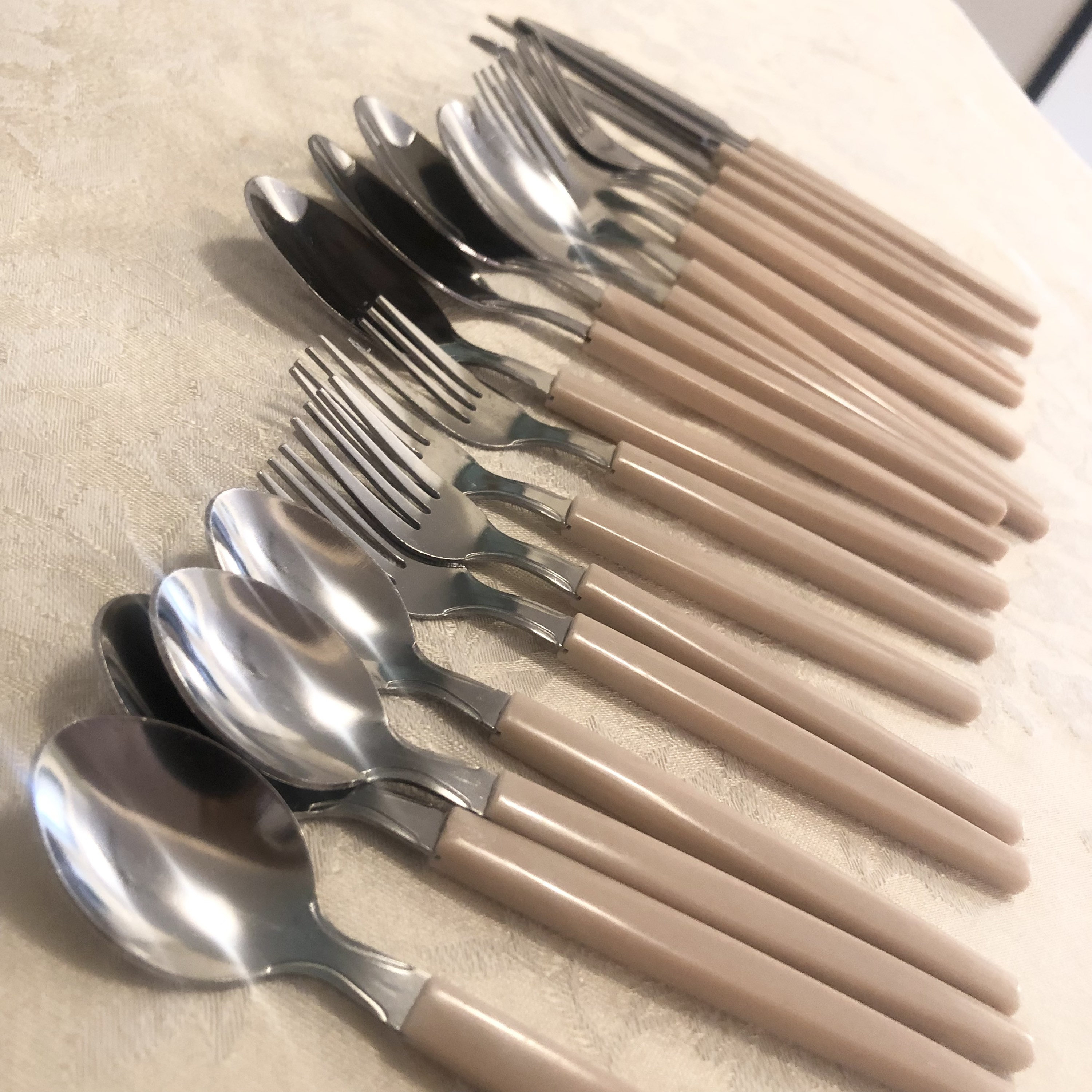 Vintage Pink Silverware Stainless Steel Set Serves 4 With Pink - Etsy