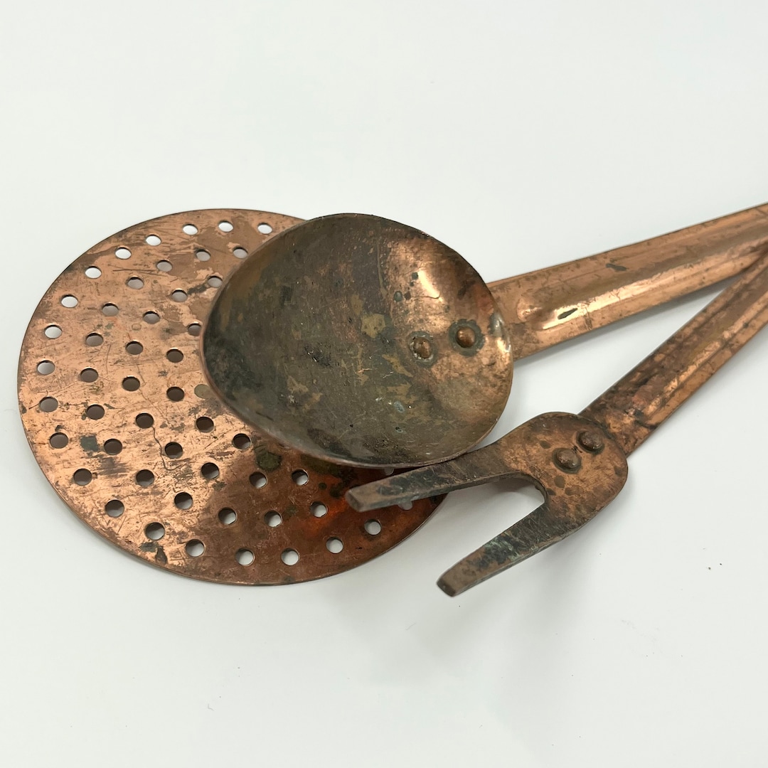 Set of Three Copper Cooking Utensils and Gadgets Solid Copper and Brass ...