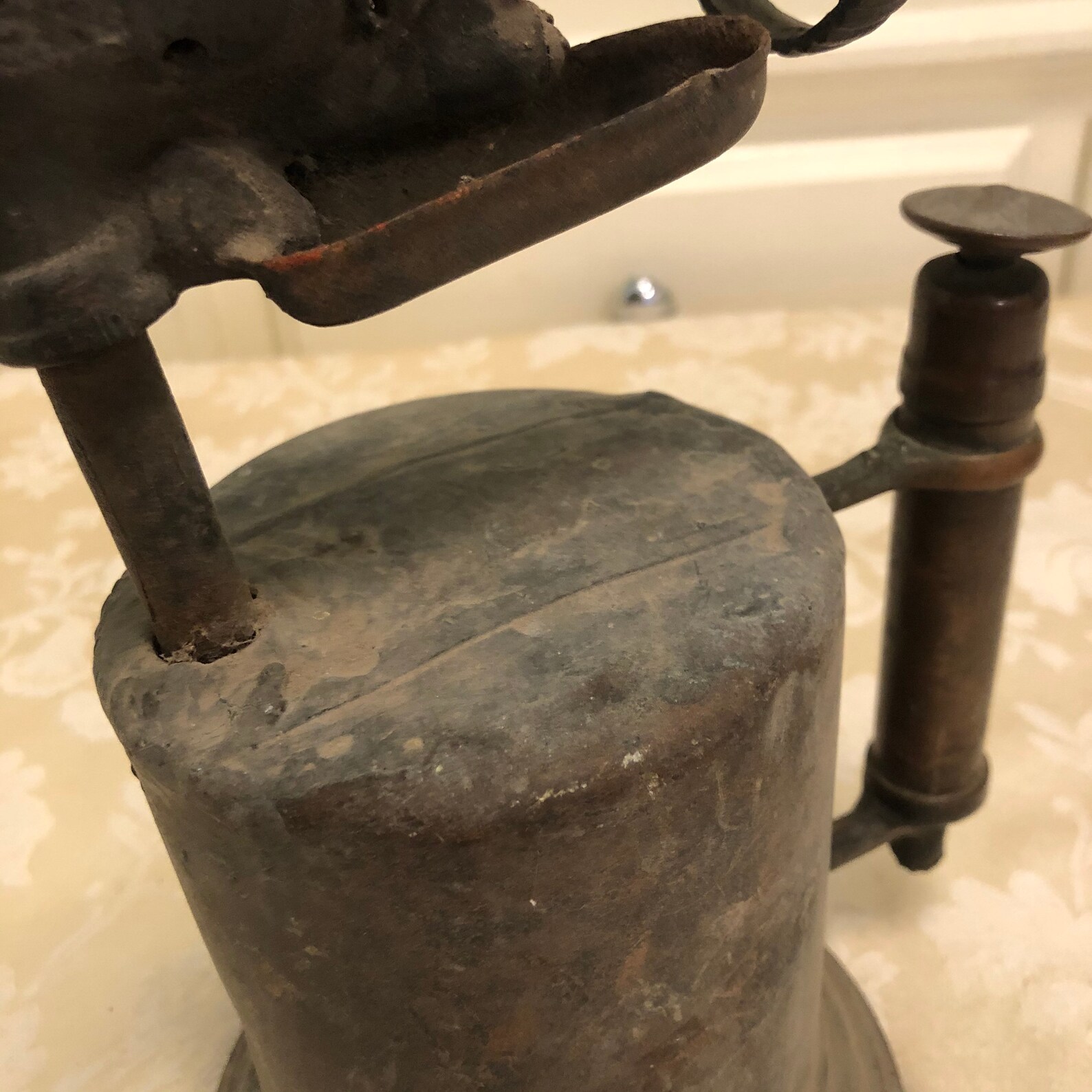 Antique Hand Torch Aged Metal With Original Top Fittings One Piece Aged ...