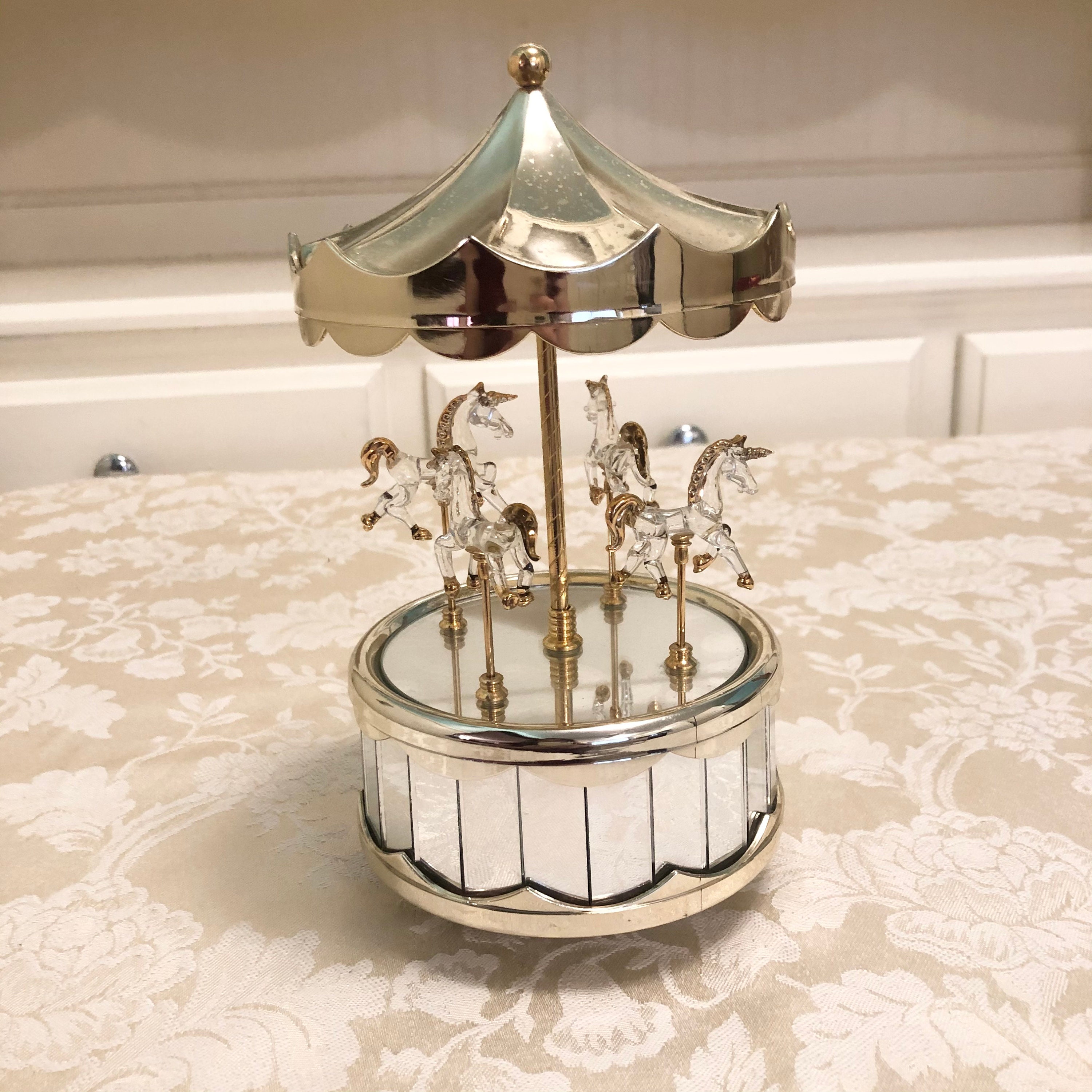 22k Gold Hand Crafted Unicorn Carousel Glass Mirror Carousel | Etsy