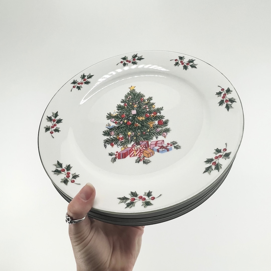 Christmas Dinner Plates With Decorated Tree Designs China Vintage ...