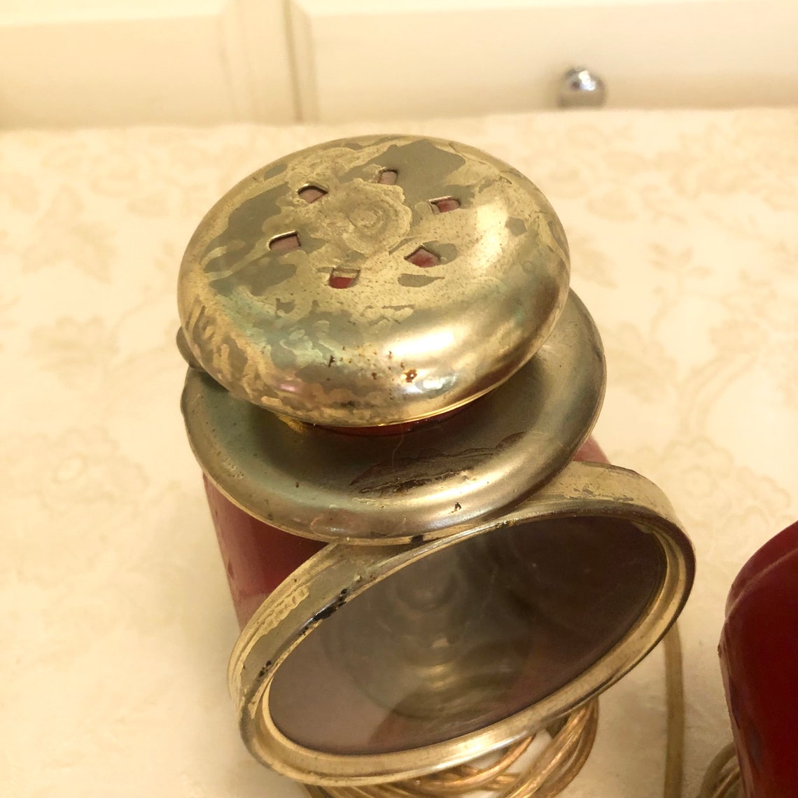 Red Lantern Set With Flickering Light Bulbs Plug in Lantern - Etsy