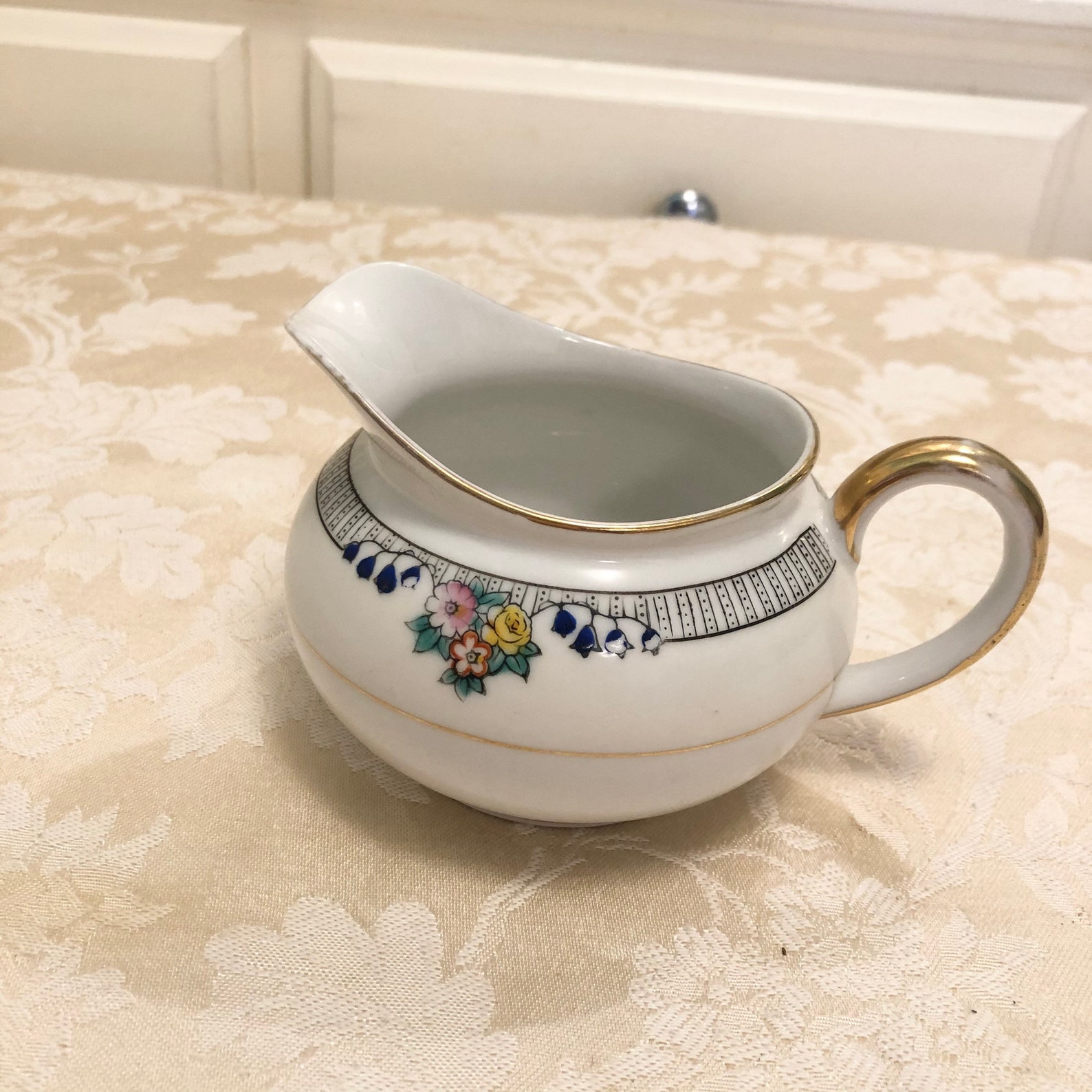 Antique Gold Creamer Beautiful Hand Painted China Creamer With Gold ...