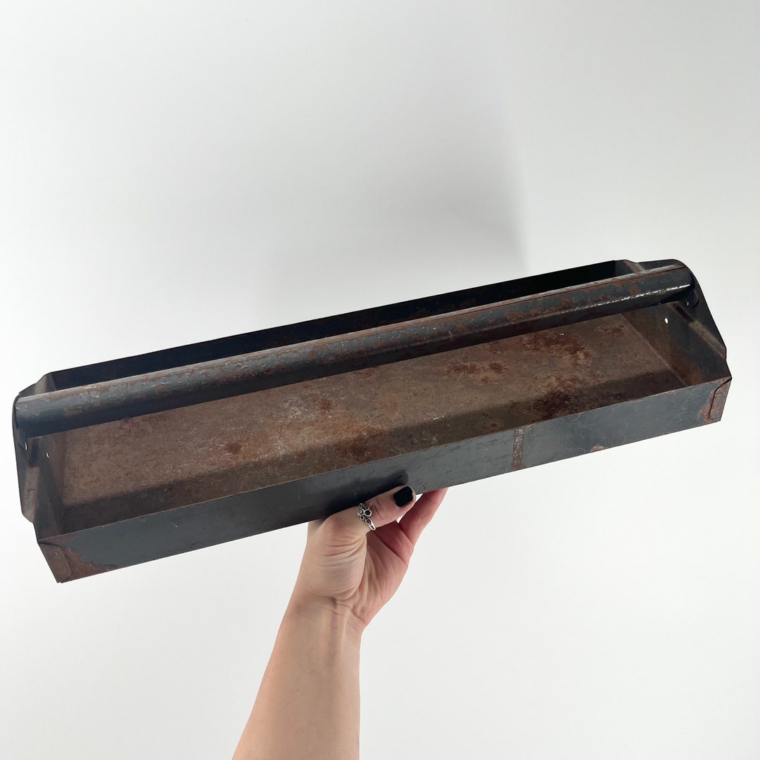 Metal Open Tool Box With Handle Garage Storage Shed Storage Vintage ...