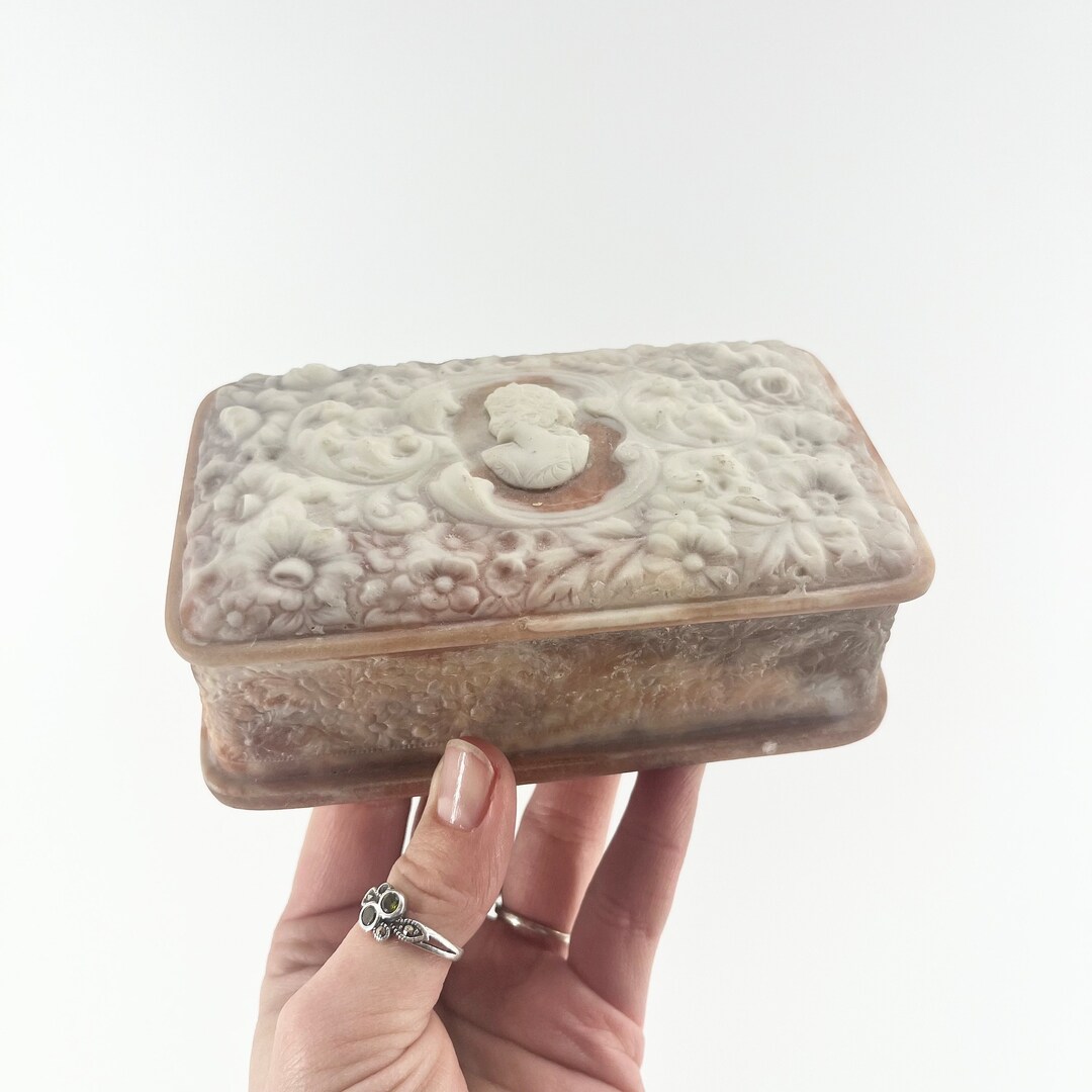 Antique Incolay Hinged Stone Trinket Jewelry Box Absolutely Stunning ...