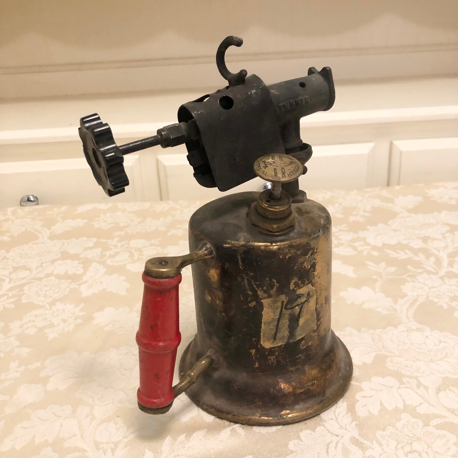 Antique Hand Torch Aged Metal With Original Top Fittings One Piece Aged ...