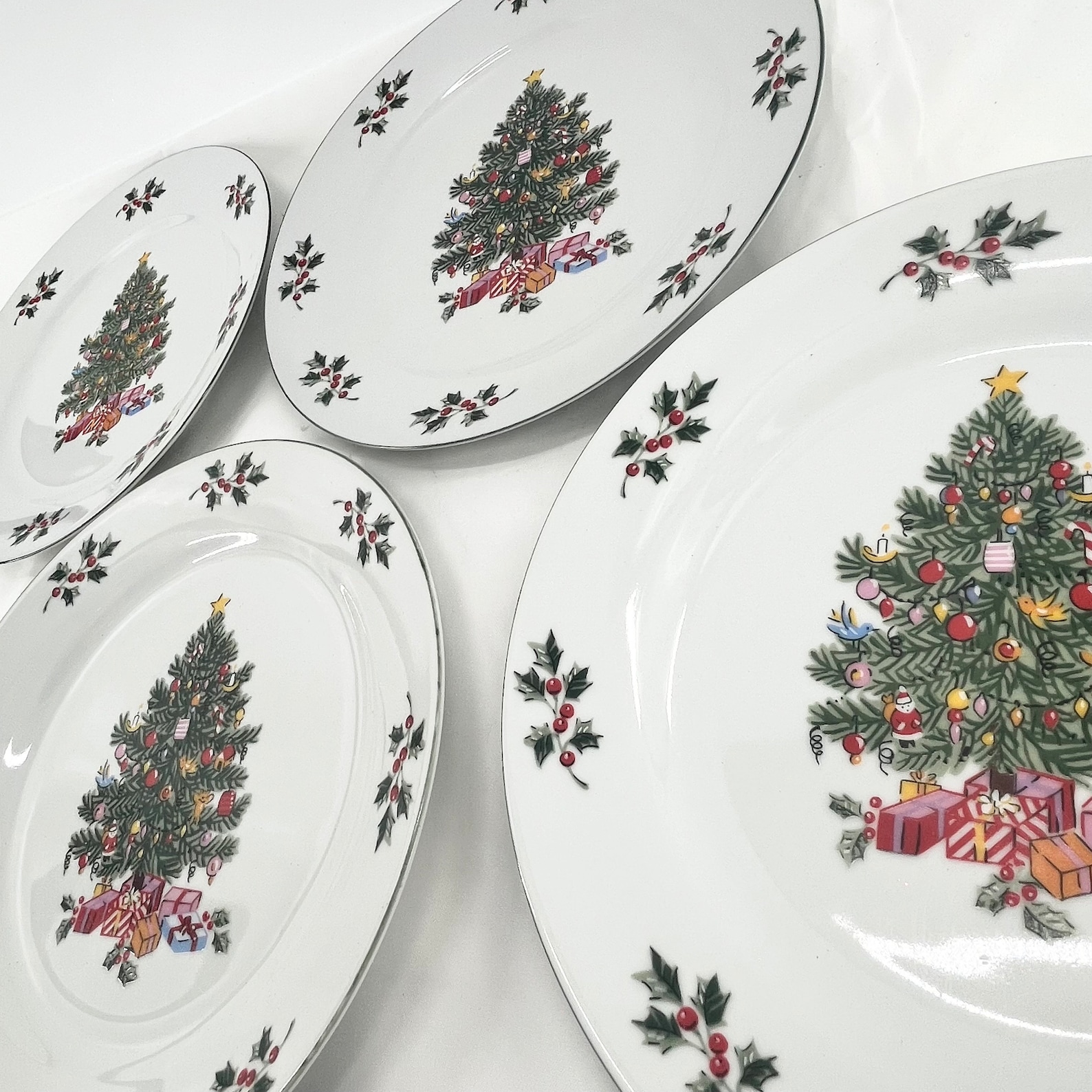 Christmas Dinner Plates With Decorated Tree Designs China Vintage ...