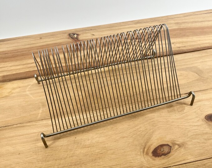 Mid Century Brass Wire Record Display Holds Records on Display Next to ...