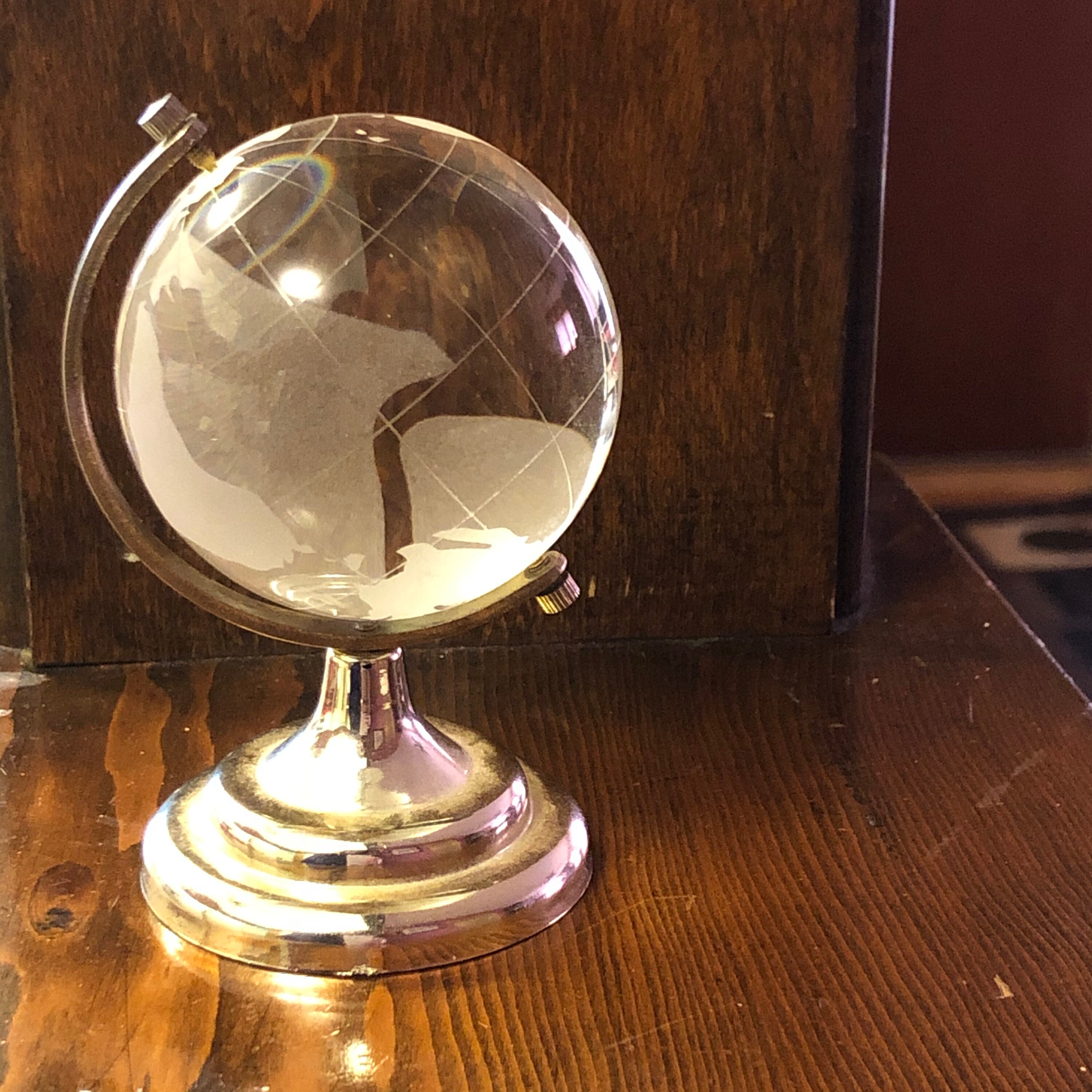 Vintage Mini Glass Globe With Plastic Stand Frame Mini Glass Map ...