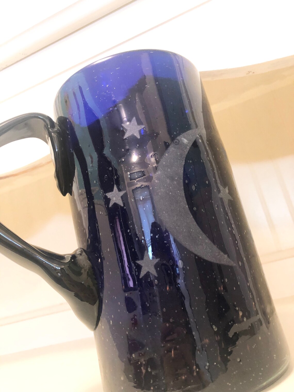 Sun Moon and Stars Hand Blown Cobalt Pitcher Thick Body and - Etsy