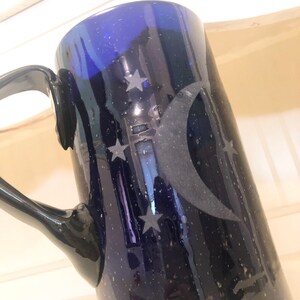 Sun, Moon and Stars Hand Blown Cobalt Pitcher Thick Body and Handle ...