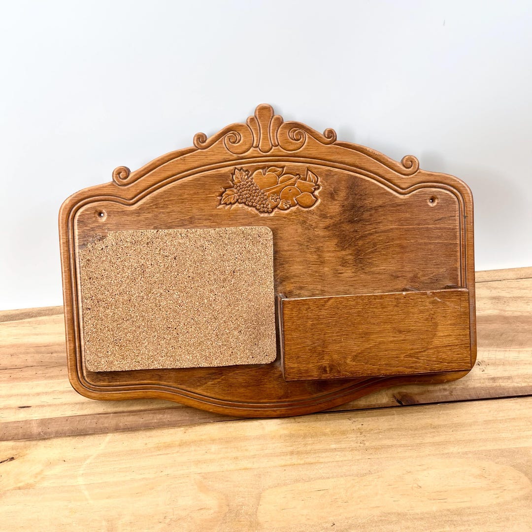 Large Vintage Cork Board School Organizer or Mail Organizer Wall Shelf ...
