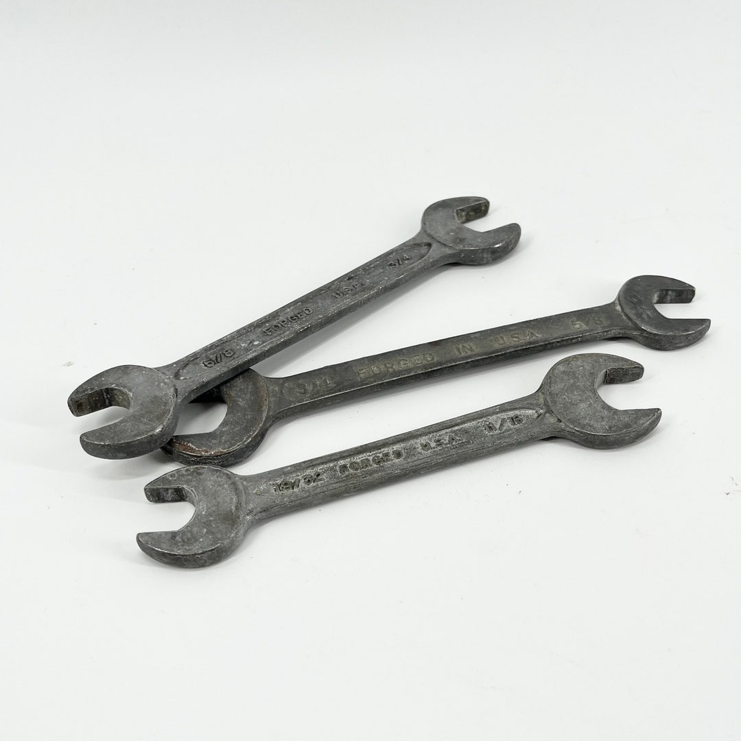 3 Forged in USA Heavy Duty Wrench Swt of Three Vintage Tool Set 3/4 5/8 ...