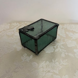 Frog Green Glass Trinket Box With Frog on Top to Hold Small - Etsy