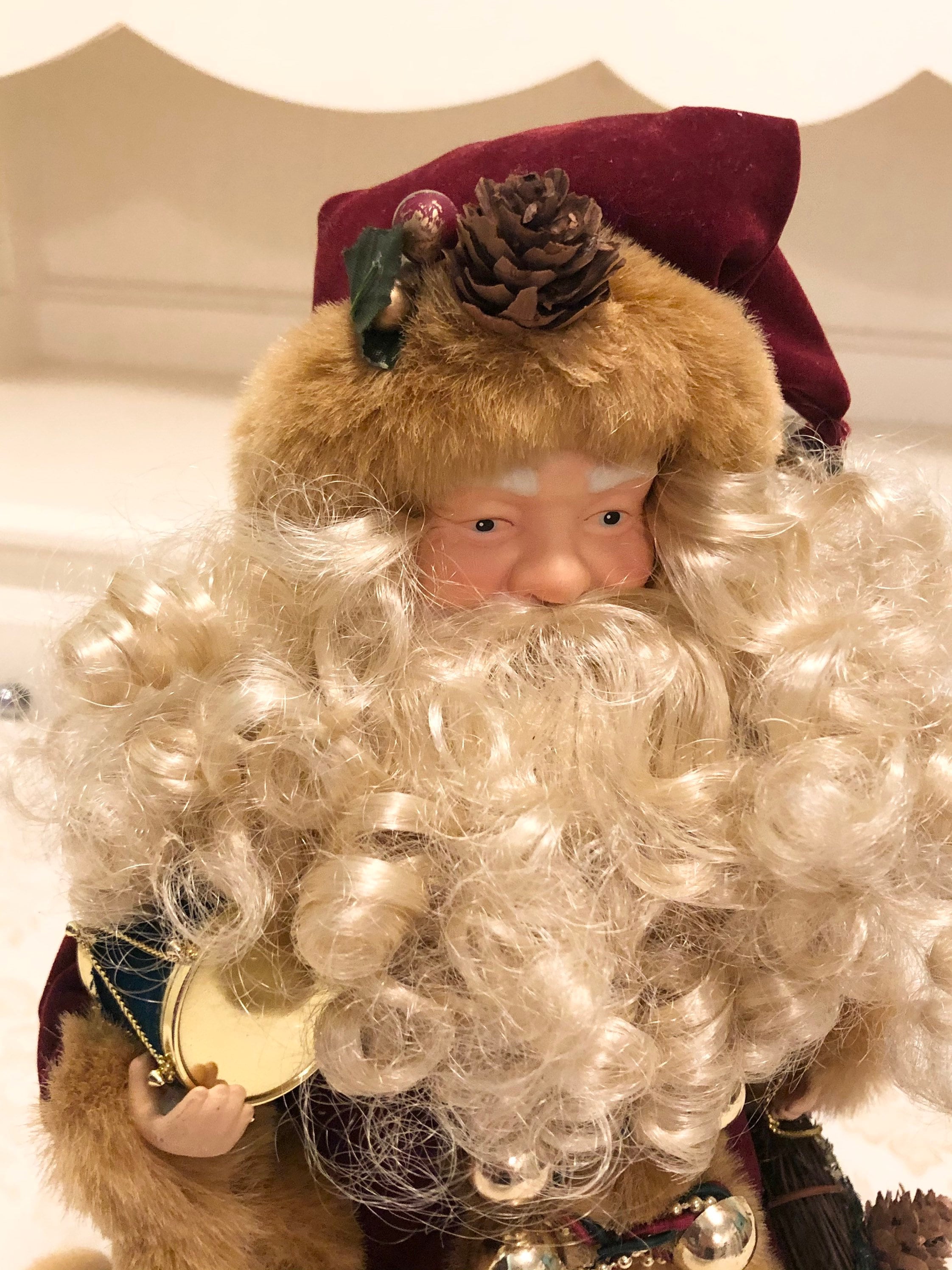 Vintage Santa Tree Topper With Drum And Wreath Classic Santa | Etsy