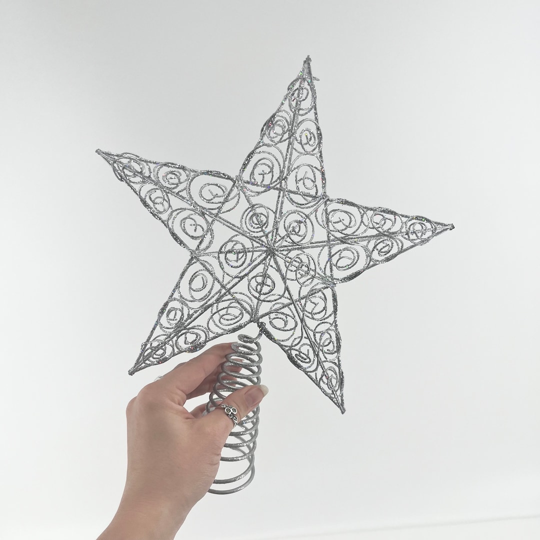 Silver Wire Tree Topper Star Bright Tree Topper Vintage Christmas Star ...