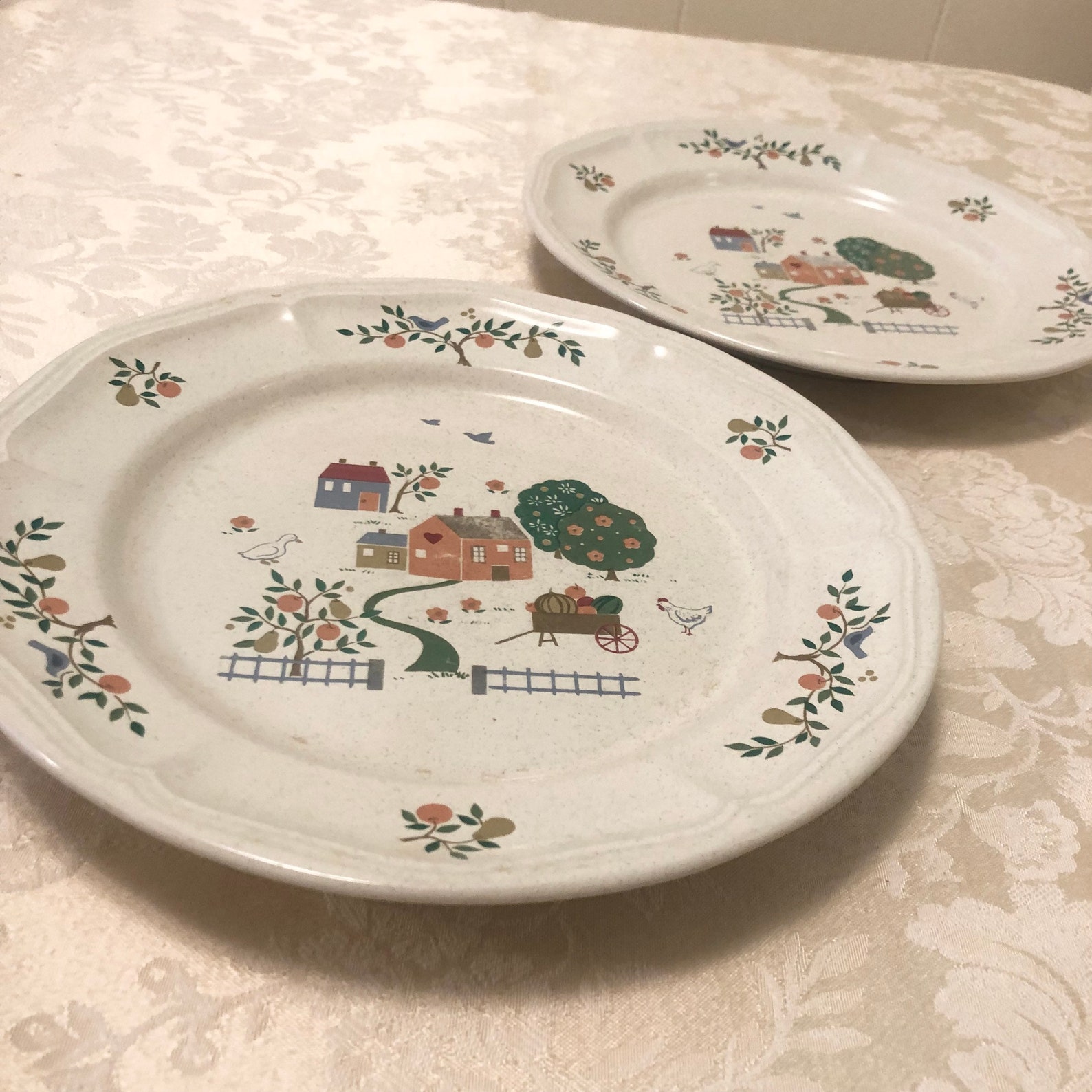 Vintage Country Home Kitchen Dinner Set Stoneware Dinner Plates Country ...