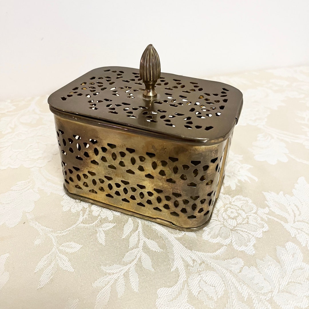 Antique Brass Trinket Box Open Cut Outs Would Make A Great Potpourri ...