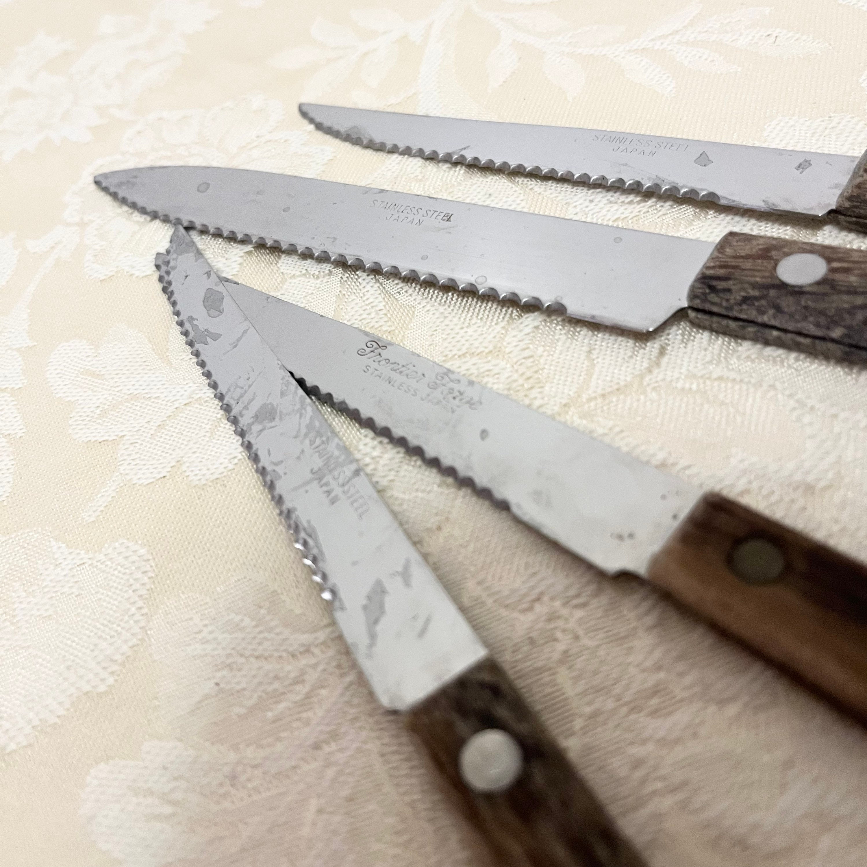 Stainless Steel Knives Primitive Wooden Knife Handles Japan - Etsy