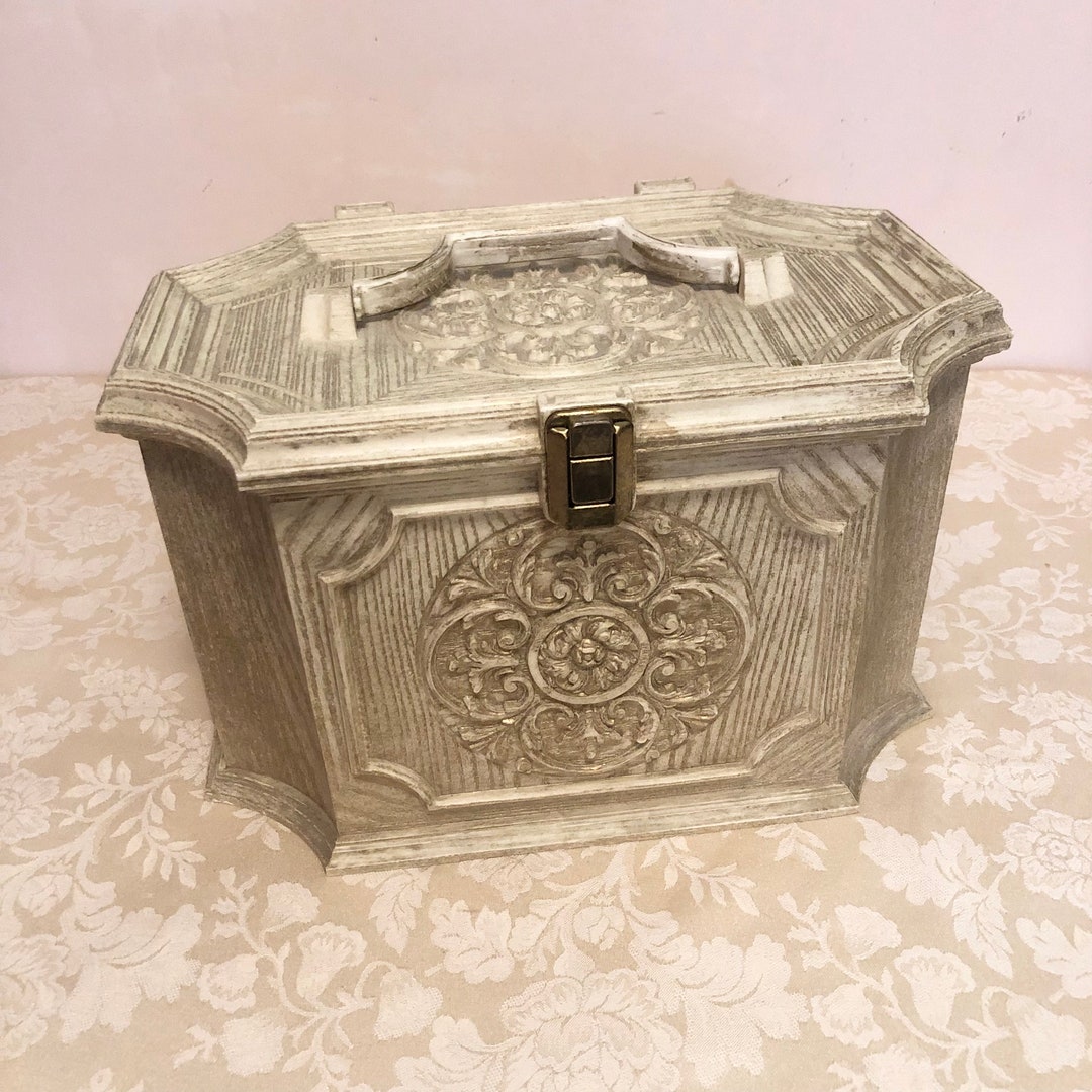 Mid Century Unique Shape Basket Sewing Box Elegant Natural Tone Box ...