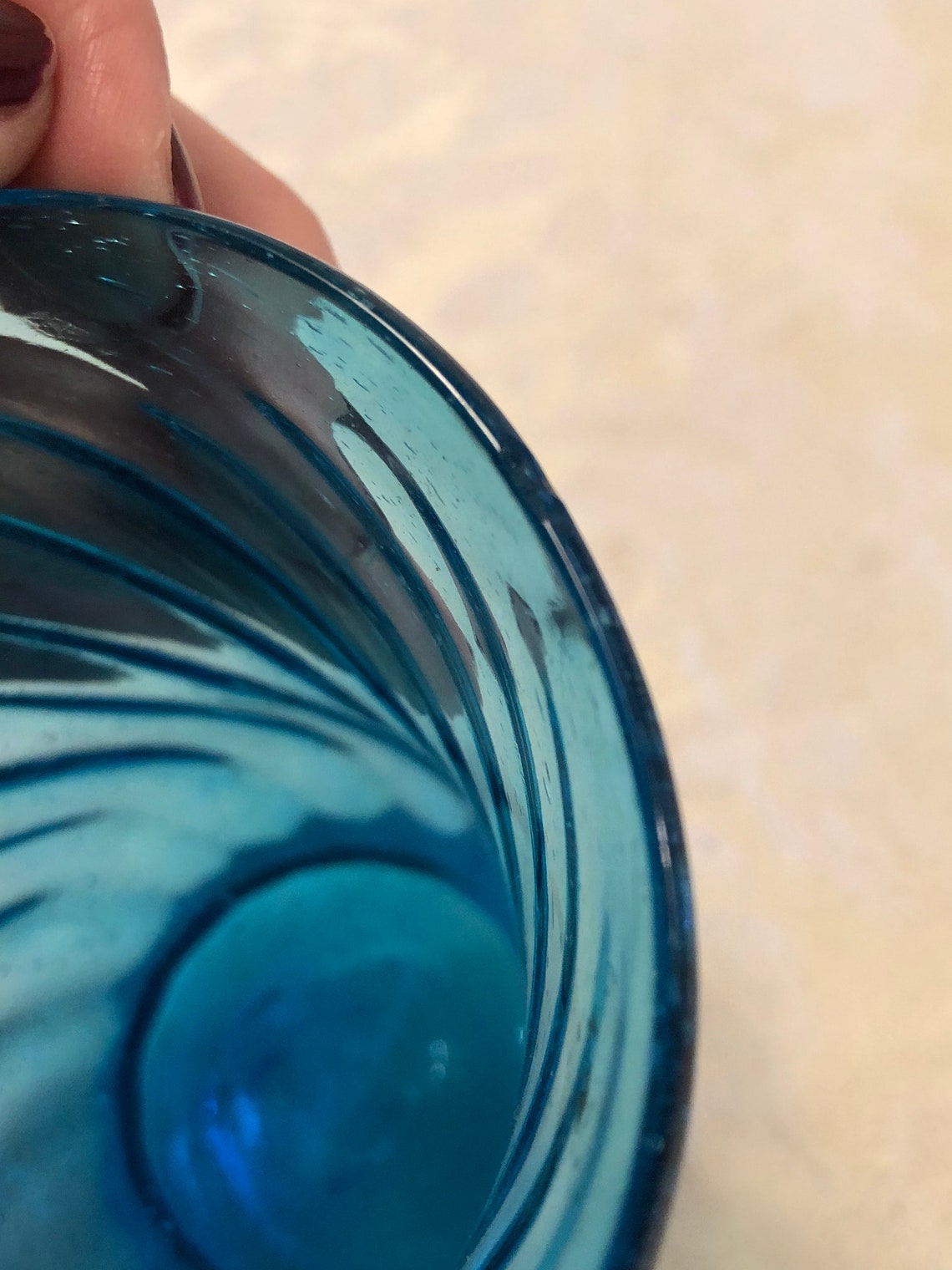 Small Handblown Turquoise Glass Vase Beautiful Swirled Glass Vase ...