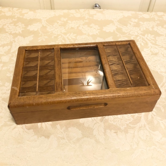 Coconut Tree Beach Tropical Wooden Jewelry Box With W… - Gem