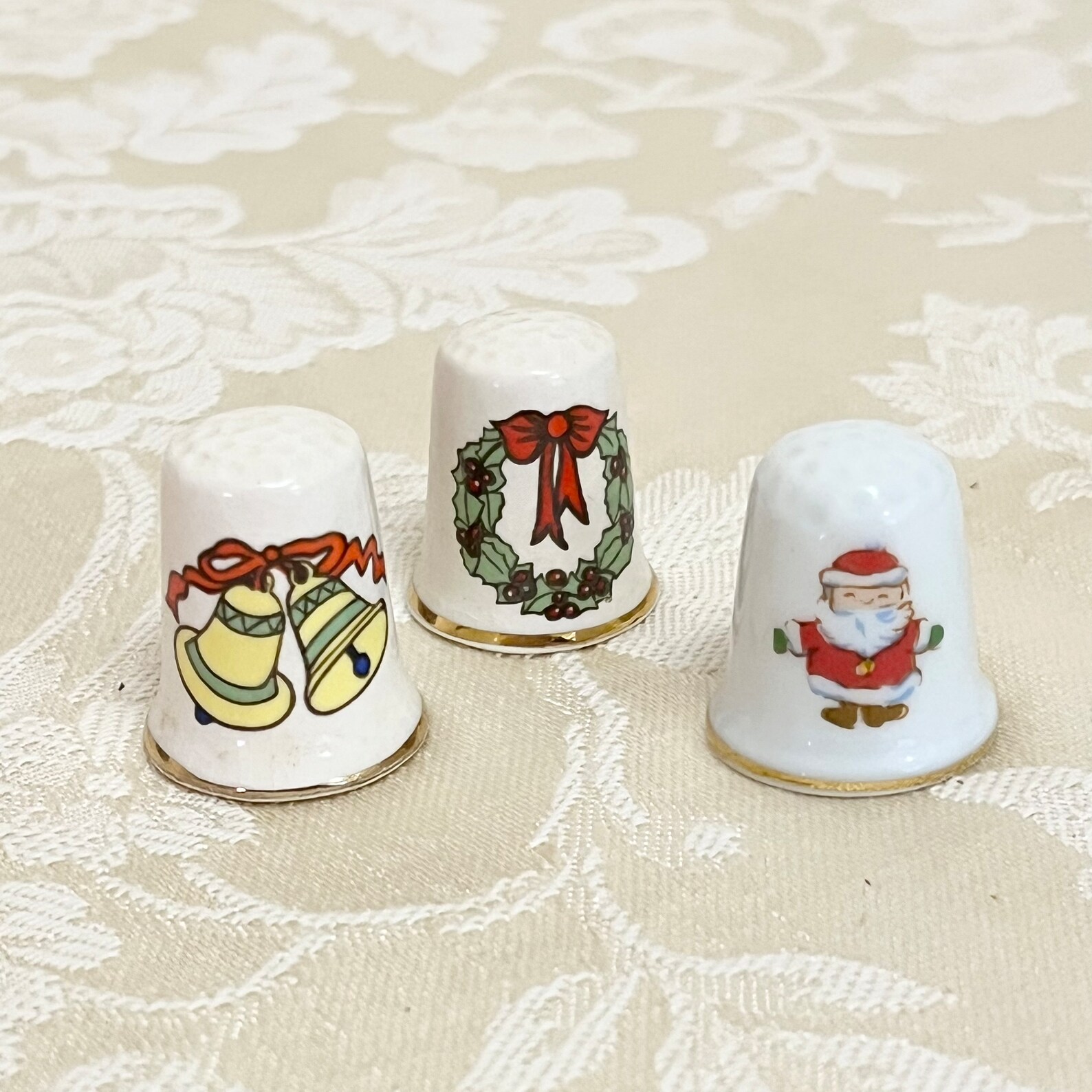 Christmas Thimble Set Japan and England Thimble and Thimble - Etsy