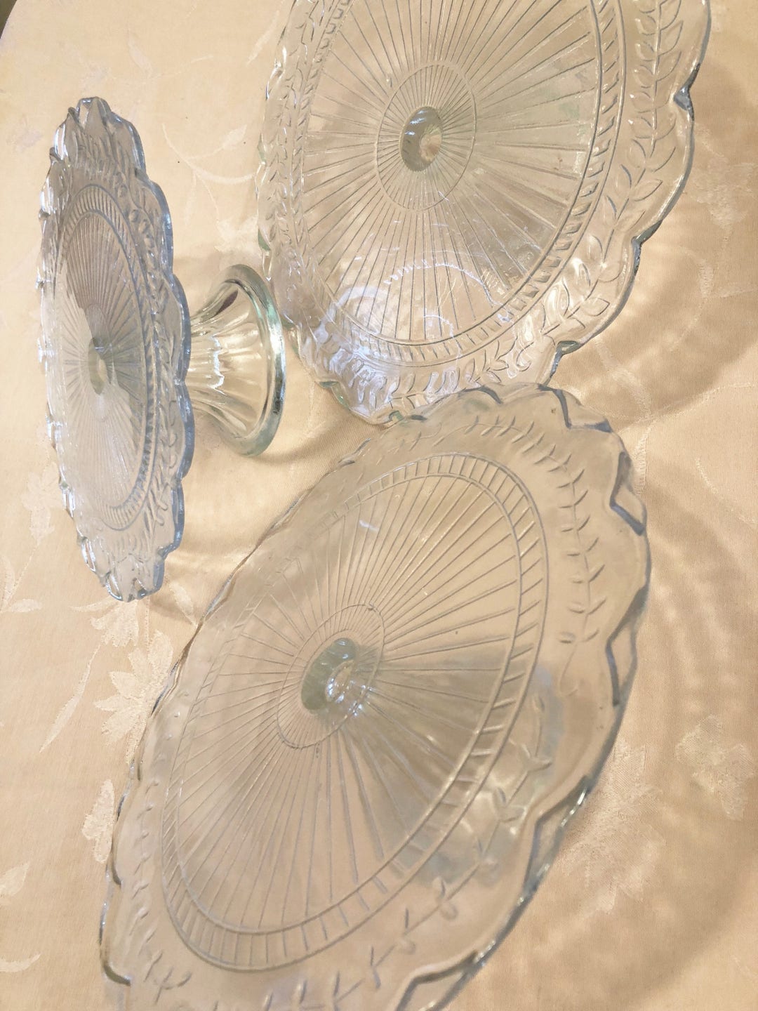 Cake Plates Rare Set of 3 Clear Glass 3 Clear Cake Plate or Stand ...