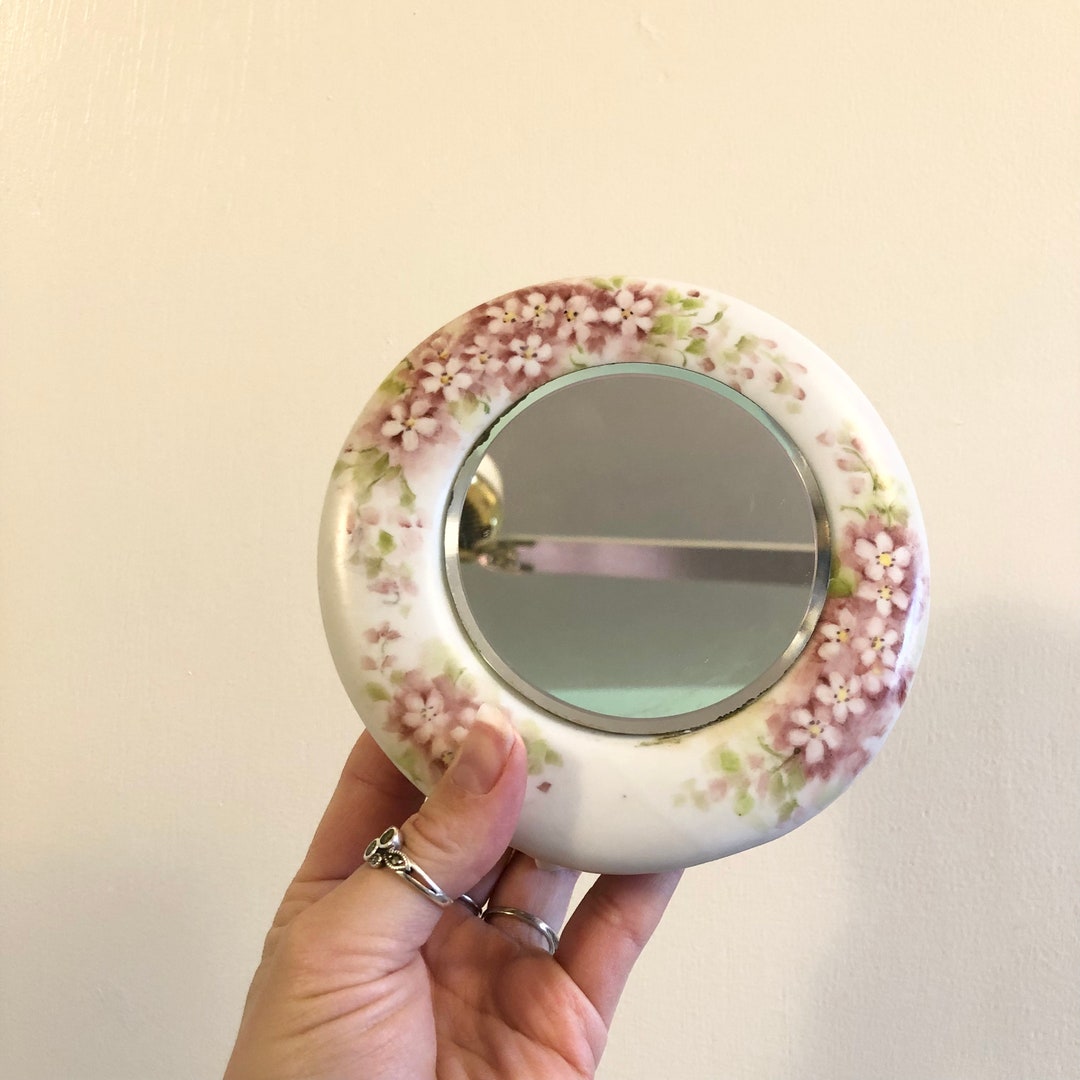 Porcelain Vanity Mirror Round Mirror Small Vanity Mirror Bathroom Decor ...