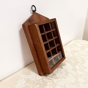 Wooden Collection Shelf Retro Thimble Display Shadow Box Glass Covered ...