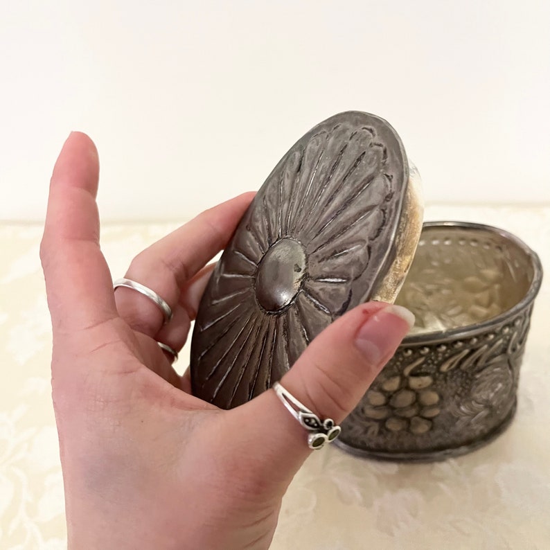 Antique Tea Tin Storage Box Embossed Tin Salt Cellar Designed - Etsy