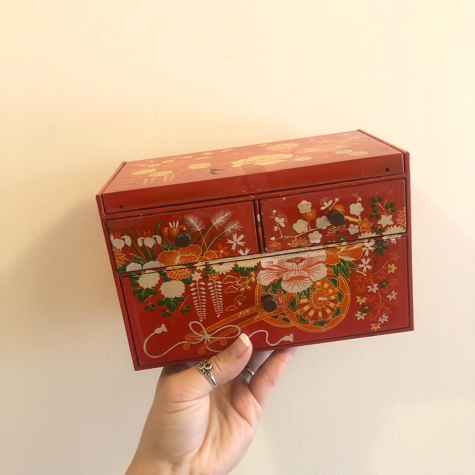 Antique Japanese Natural Tone Lacquered Storage Box Hand - Etsy