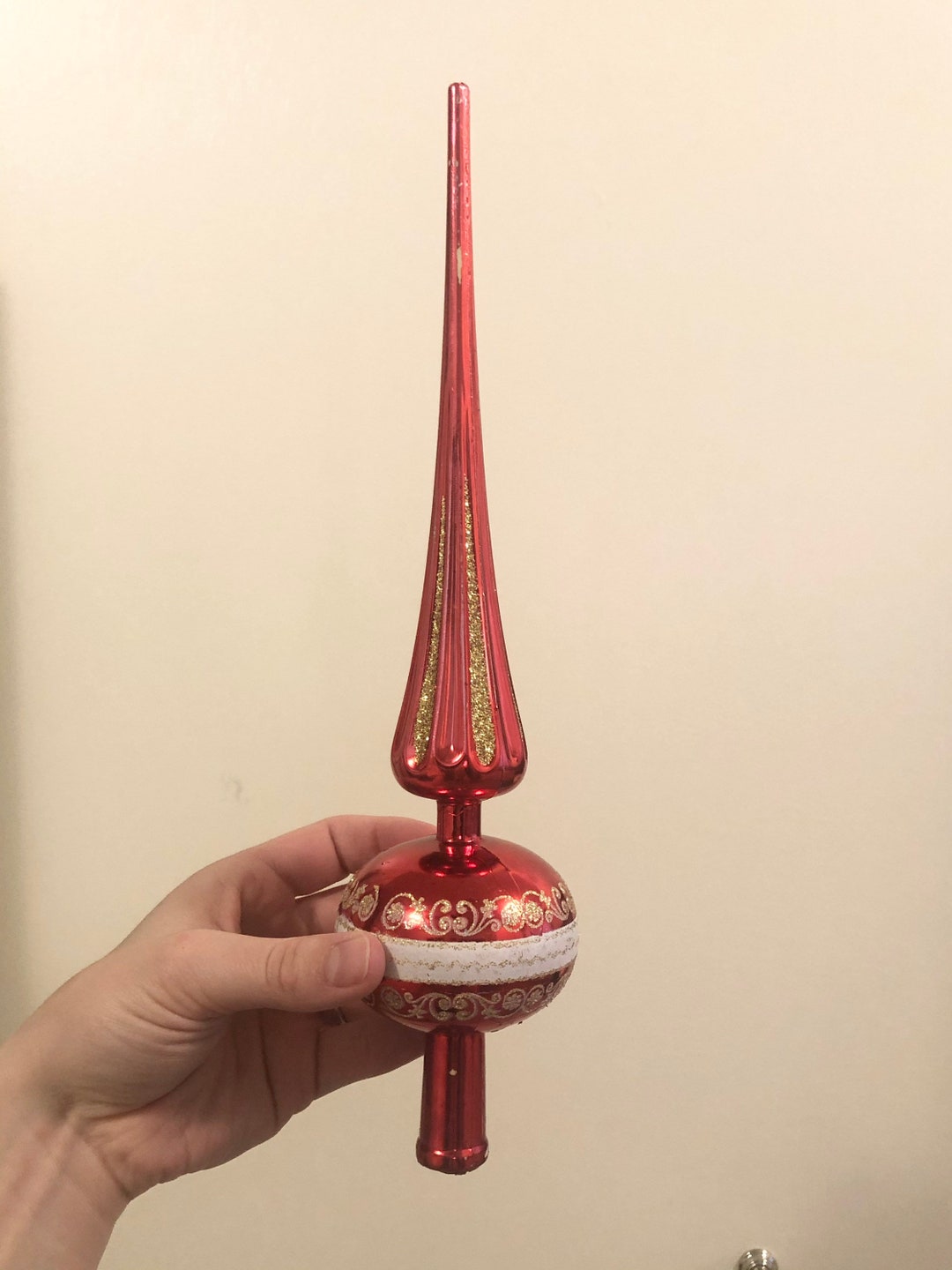 50s 60s Classic Modern Red Plastic Tree Topper Slim Red Topper With ...