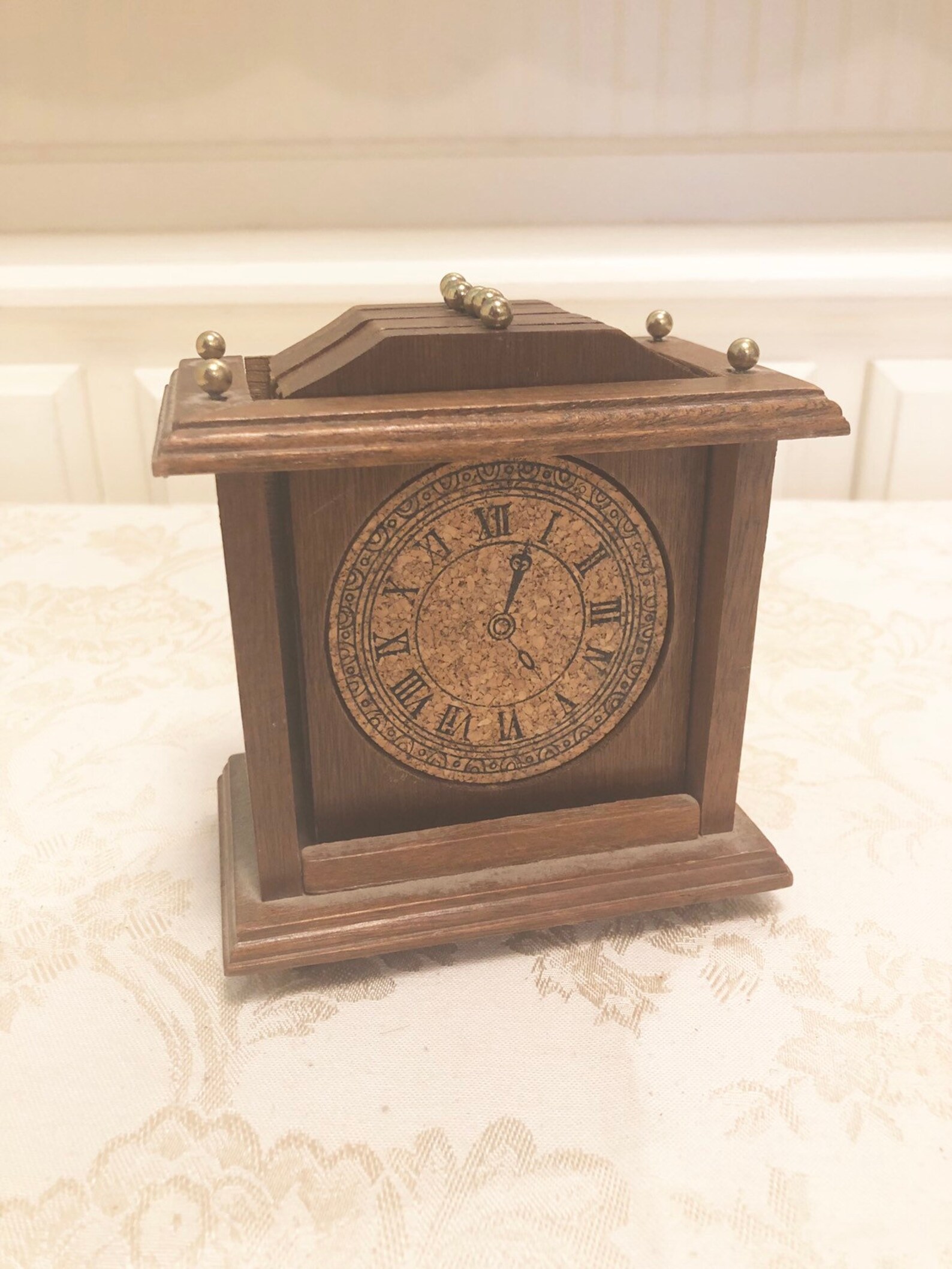 Decorative Wood and Cork Clock Coasters in Old Clock Look Desk | Etsy