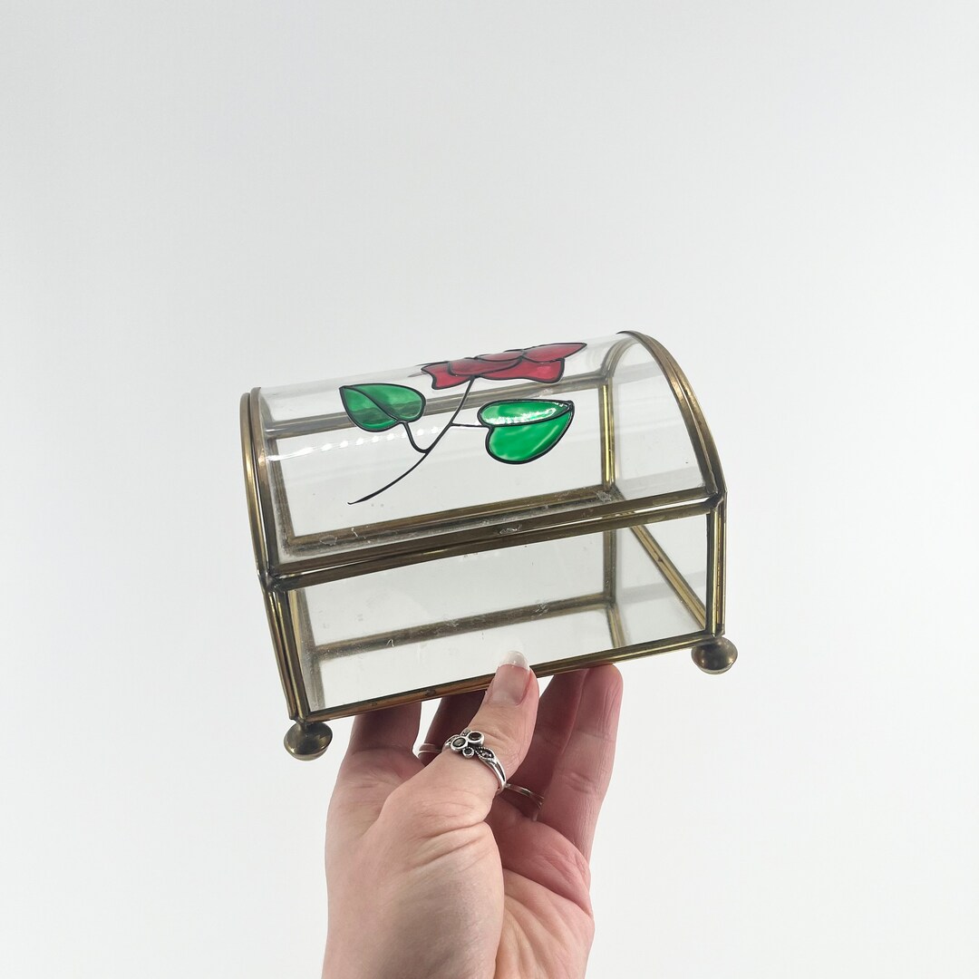 Vintage Glass Box Glass Jewelry Box Jewelry Storage Box Glass Walls ...