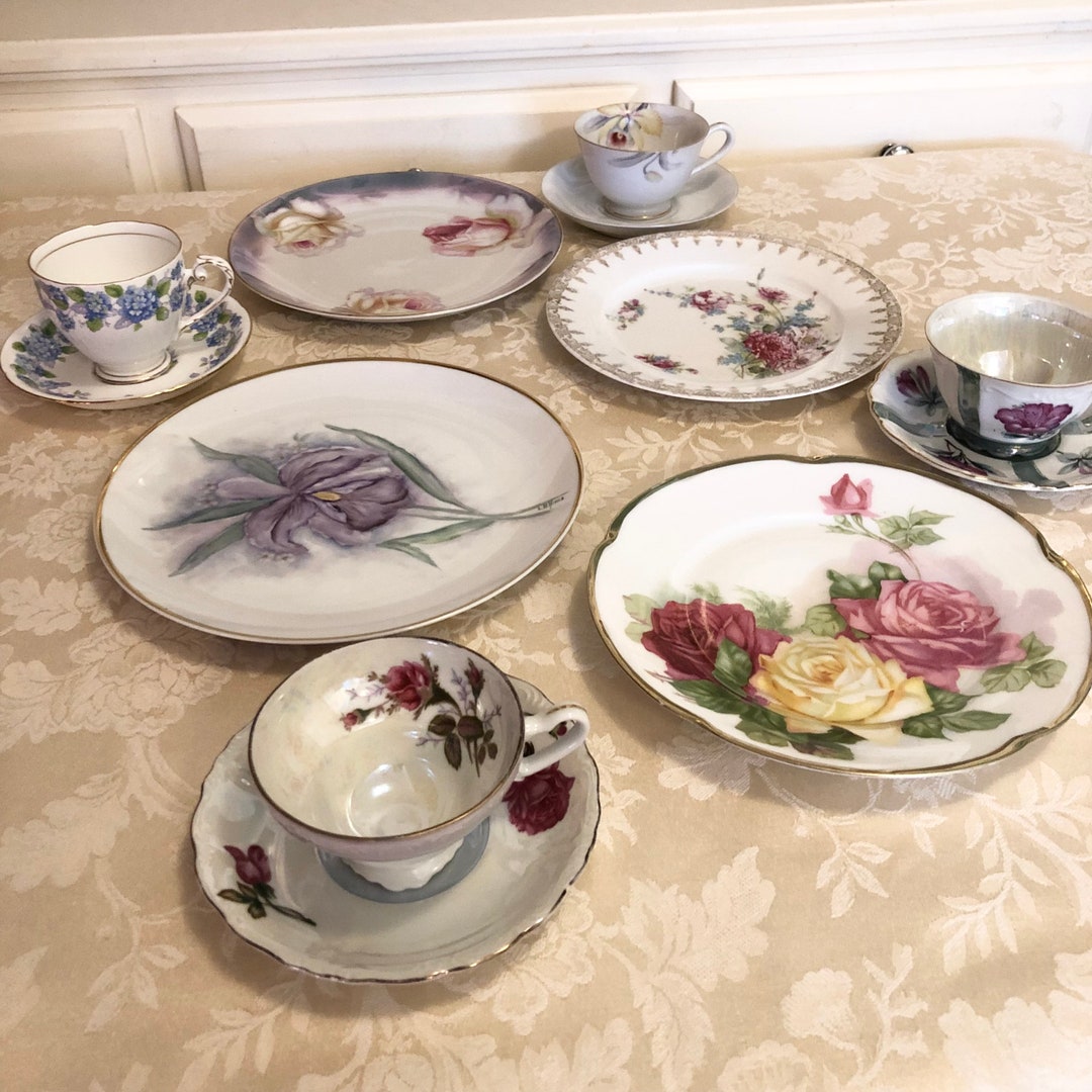 Porcelain Tea Set Lunch Plates Serving and Tea Cups and Saucers Tea ...