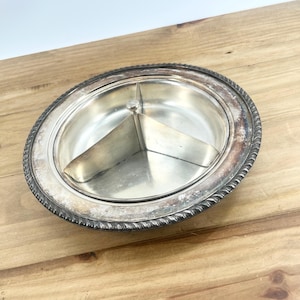 Elegant Antique Divided Silver Tray Raised Edges Silver Tray Embossed ...