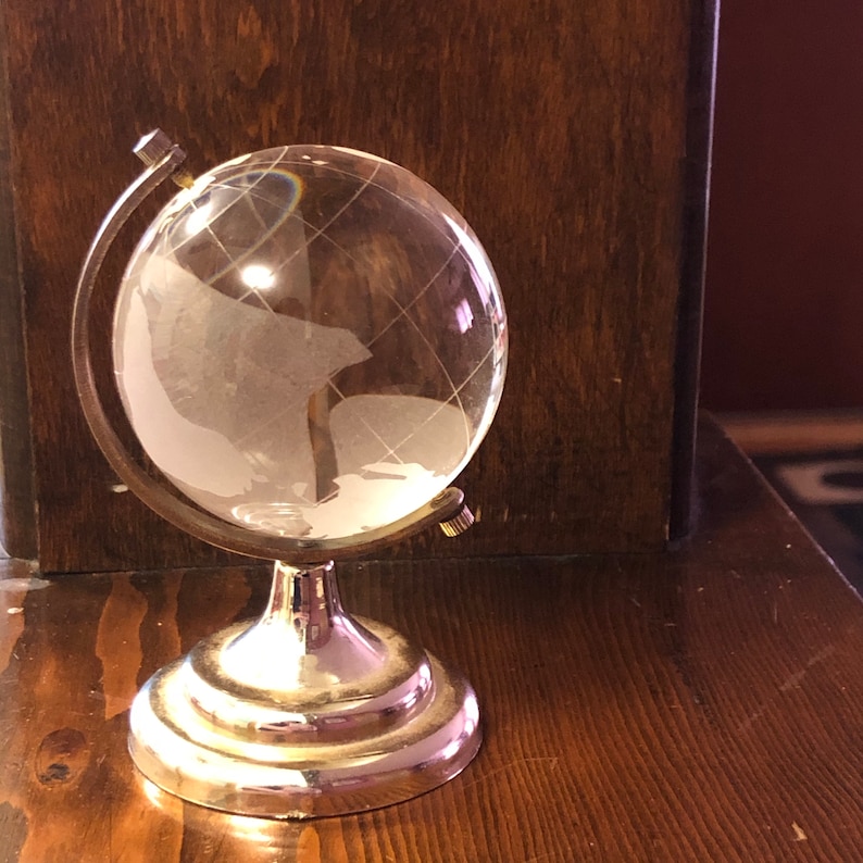 Vintage Mini Glass Globe With Plastic Stand Frame Mini Glass Map ...