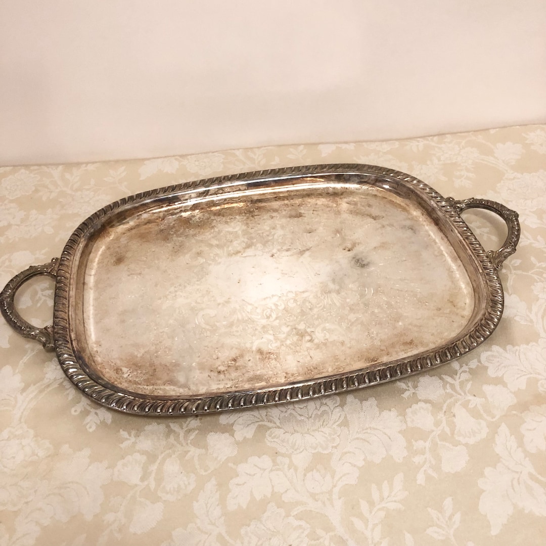 Leonard Silver Tray Silver Plated Metal Tray With Handles Platter ...